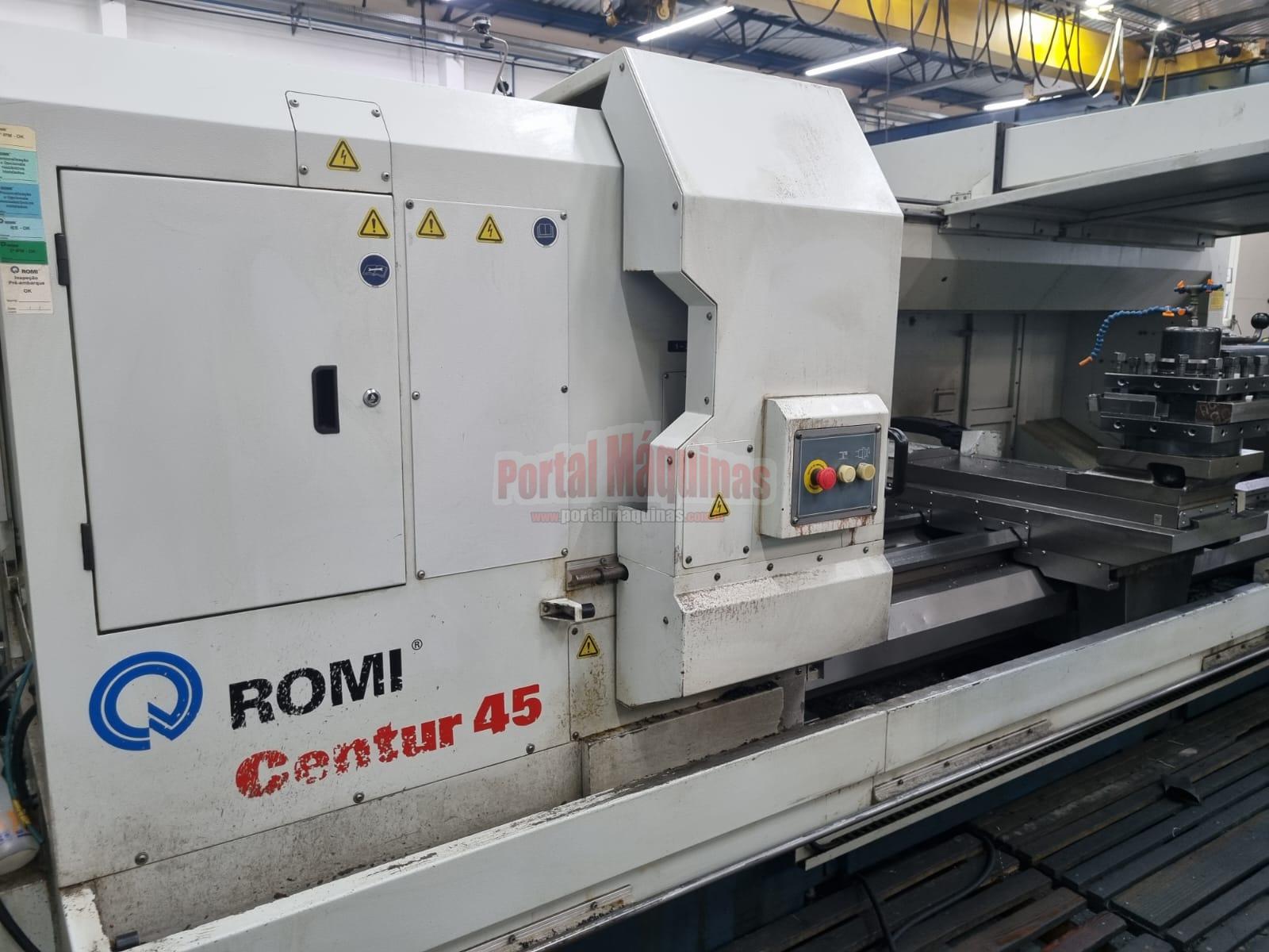 Torno CNC ROMI CENTUR 45 – Diâmetro sobre o barramento 850 x 3000 mm entre pontas – Portal Máquinas
